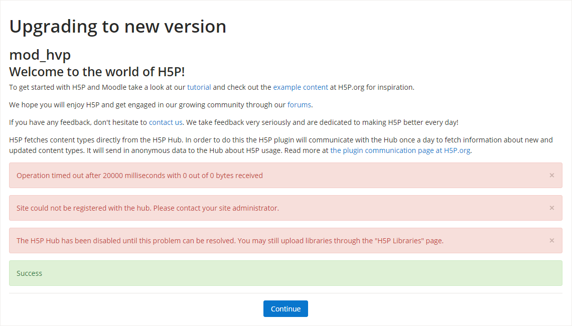 Error installation and centent error | H5P